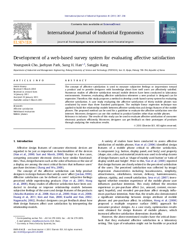 (PDF) Development of a web-based survey system for evaluating affective ...