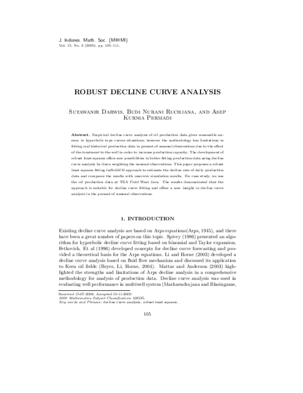 Pdf Robust Decline Curve Analysis 