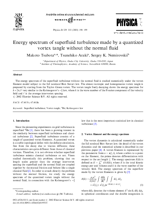 (PDF) Energy spectrum of superfluid turbulence made by a quantized ...