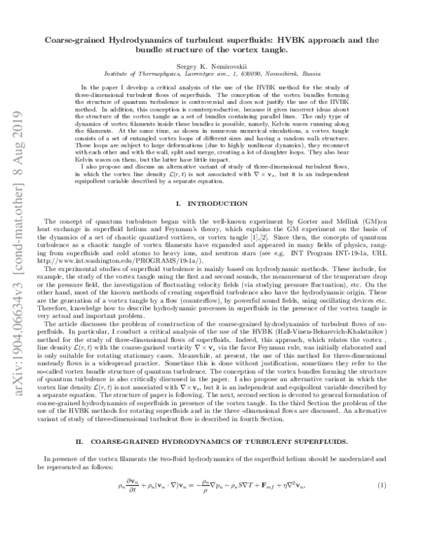 (PDF) Coarse-grained Hydrodynamics of turbulent superfluids: HVBK ...