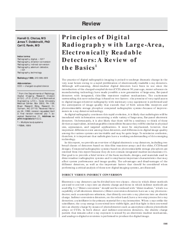 (PDF) Principles of Digital Radiography with Large-Area, Electronically Readable Detectors: A ...