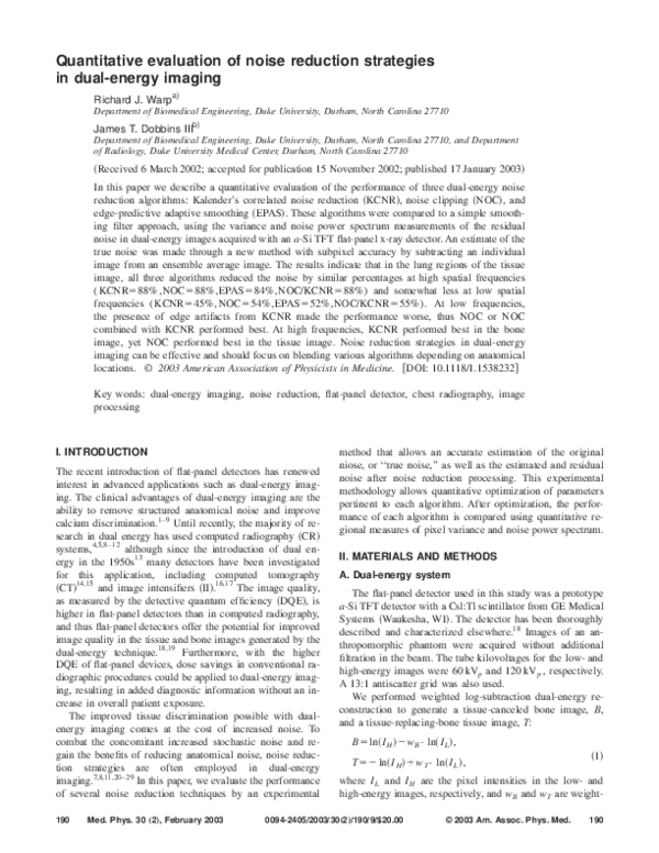 (PDF) Quantitative evaluation of noise reduction strategies in dual ...