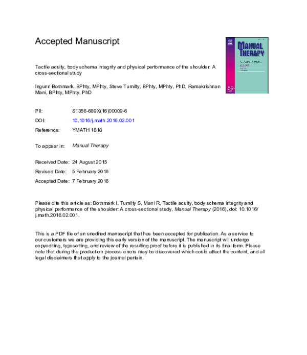 (PDF) Tactile acuity, body schema integrity and physical performance of ...