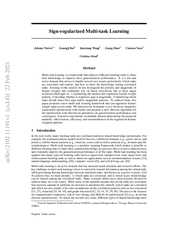 (PDF) Sign-Regularized Multi-Task Learning