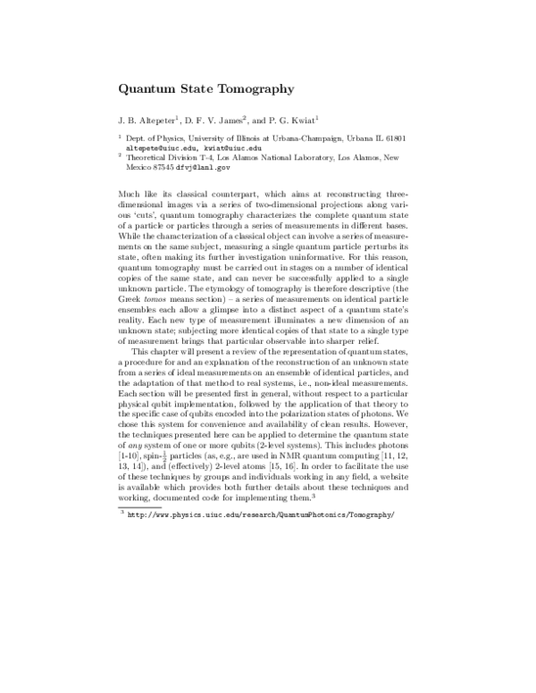 (PDF) Quantum State Tomography