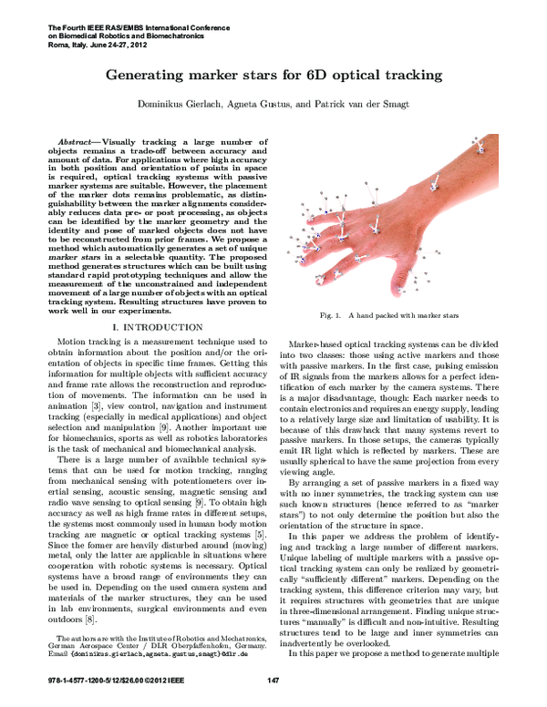 (PDF) Generating marker stars for 6D optical tracking
