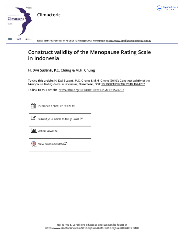 (PDF) Construct validity of the Menopause Rating Scale in Indonesia