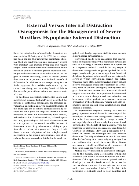 (PDF) External Versus Internal Distraction Osteogenesis for the Management of Severe Maxillary ...