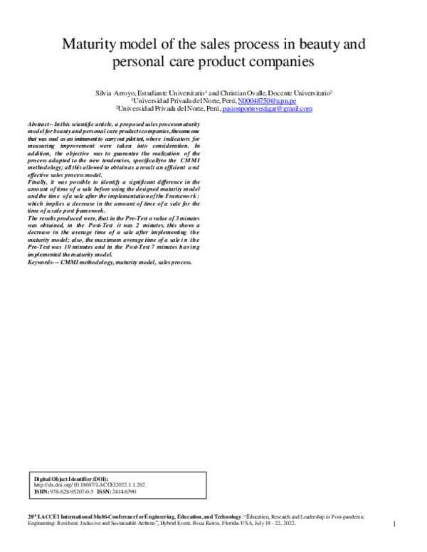 (PDF) Maturity model of the sales process in beauty and personal care ...