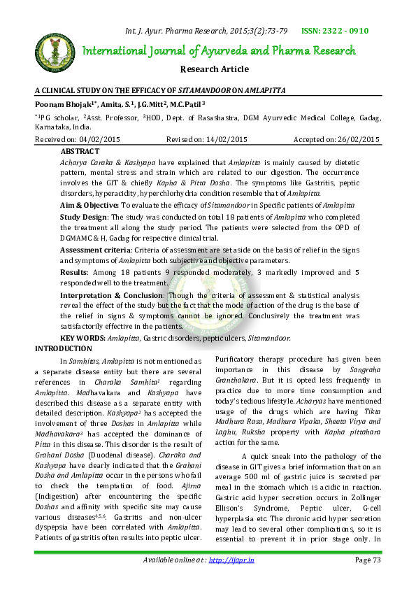 (PDF) A Clinical Study on the Efficacy of Sitamandoor on Amlapitta
