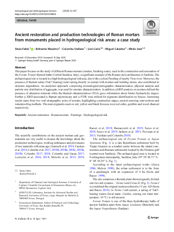 (PDF) Ancient restoration and production technologies of Roman mortars ...