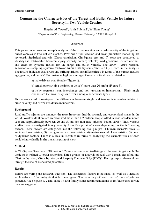 (PDF) Comparing the characteristics of the target and bullet vehicle ...