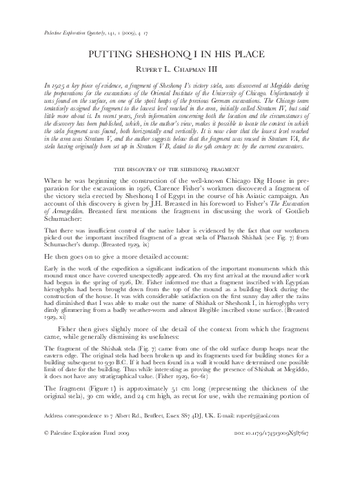 (PDF) Putting Sheshonq I in his Place