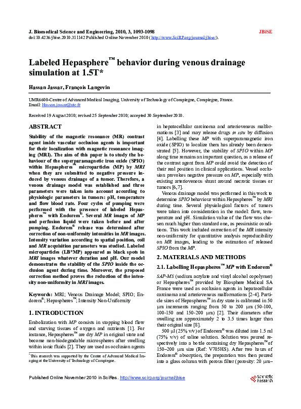 (PDF) Labeled Hepasphere ™ behavior during venous drainage