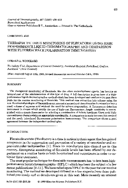 (PDF) Therapeutic drug monitoring of flecainide using high-performance ...