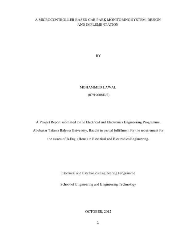 (PDF) A MICROCONTROLLER BASED CAR PARK MONITORING SYSTEM, DESIGN AND IMPLEMENTATION