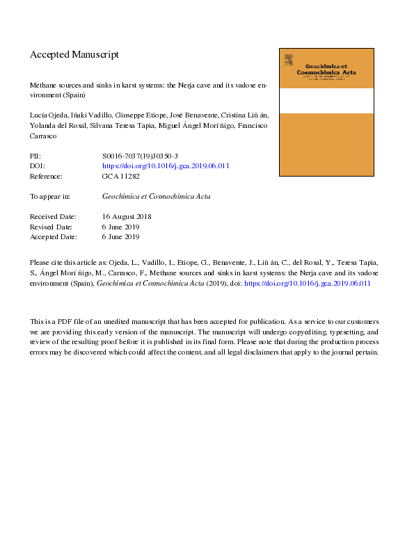 (PDF) Methane sources and sinks in karst systems: The Nerja cave and ...