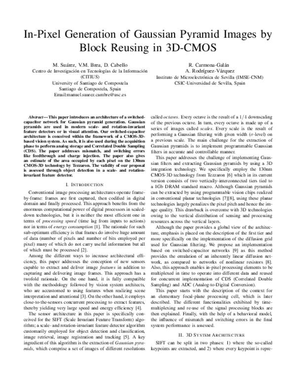 (PDF) In-pixel generation of gaussian pyramid images by block reusing in 3D-CMOS
