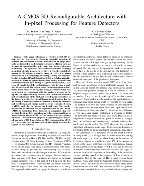 (PDF) A CMOS-3D reconfigurable architecture with in-pixel processing for feature detectors