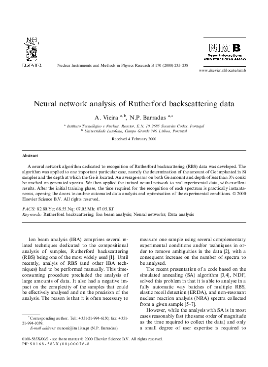 (PDF) Neural network analysis of Rutherford backscattering data