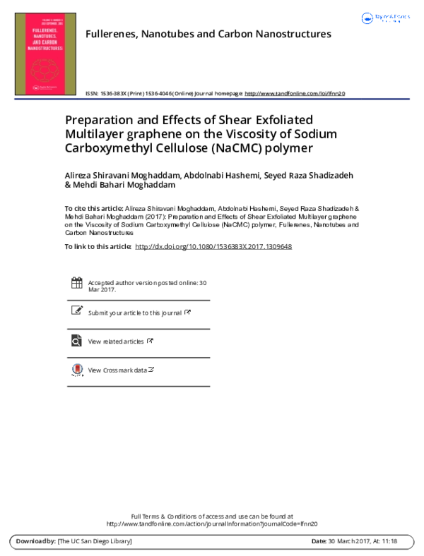 (PDF) Preparation and Effects of Shear Exfoliated Multilayer graphene ...