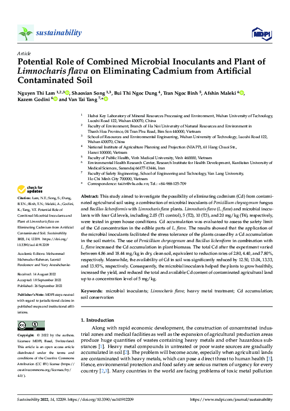 (PDF) Microbial Inoculants and L. flava for Cadmium Removal