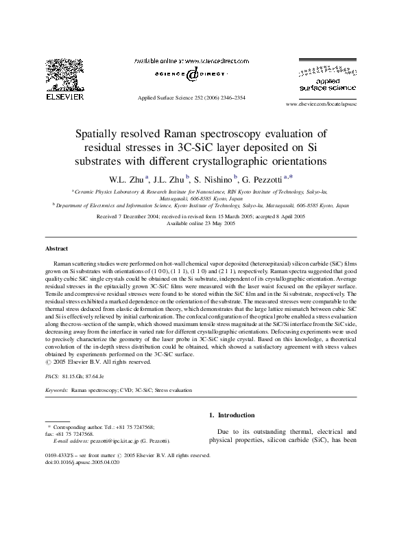 (PDF) Spatially resolved Raman spectroscopy evaluation of residual stresses in 3C-SiC layer ...