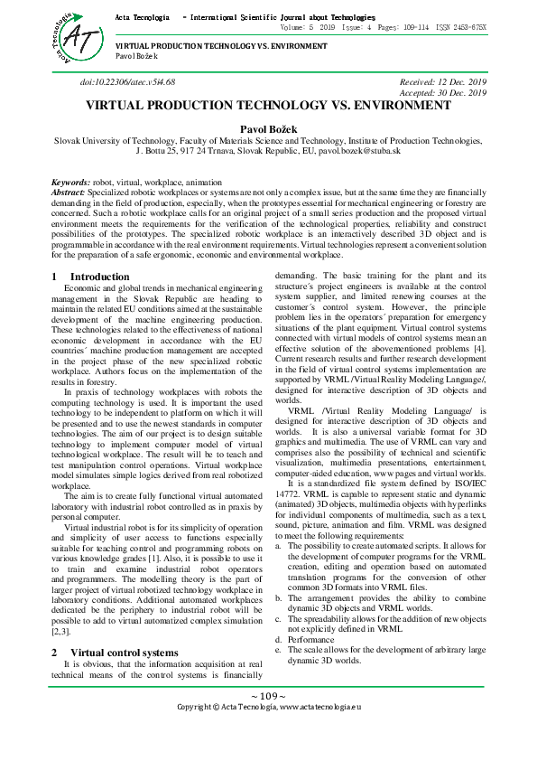 (PDF) Virtual Production Technology vs. Environment