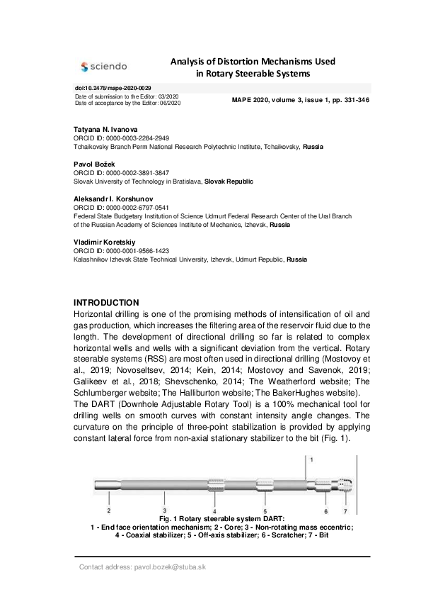 (PDF) Analysis of Distortion Mechanisms Used in Rotary Steerable Systems