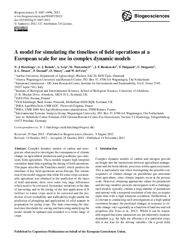 (PDF) A model for simulating the timelines of field operations at a European scale for use in ...