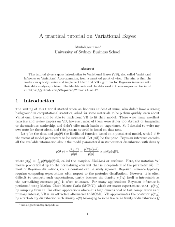 Pdf A Practical Tutorial On Variational Bayes