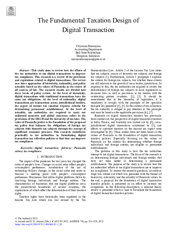 (PDF) The Fundamental Taxation Design of Digital Transaction