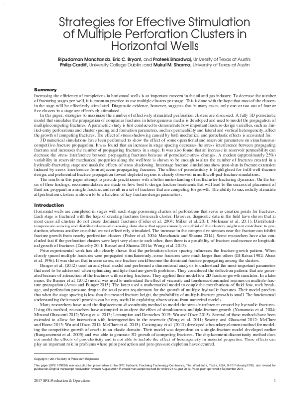(PDF) Strategies for Effective Stimulation of Multiple Perforation ...