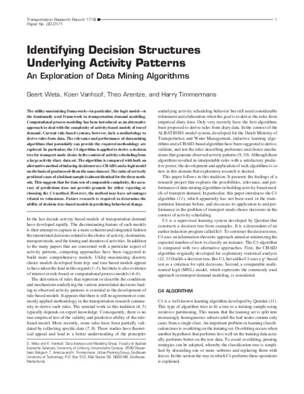 (PDF) Identifying Decision Structures Underlying Activity Patterns: An ...