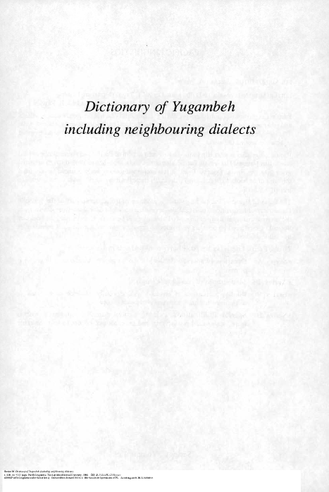 (PDF) Dictionary of Yugambeh, including neighbouring dialects