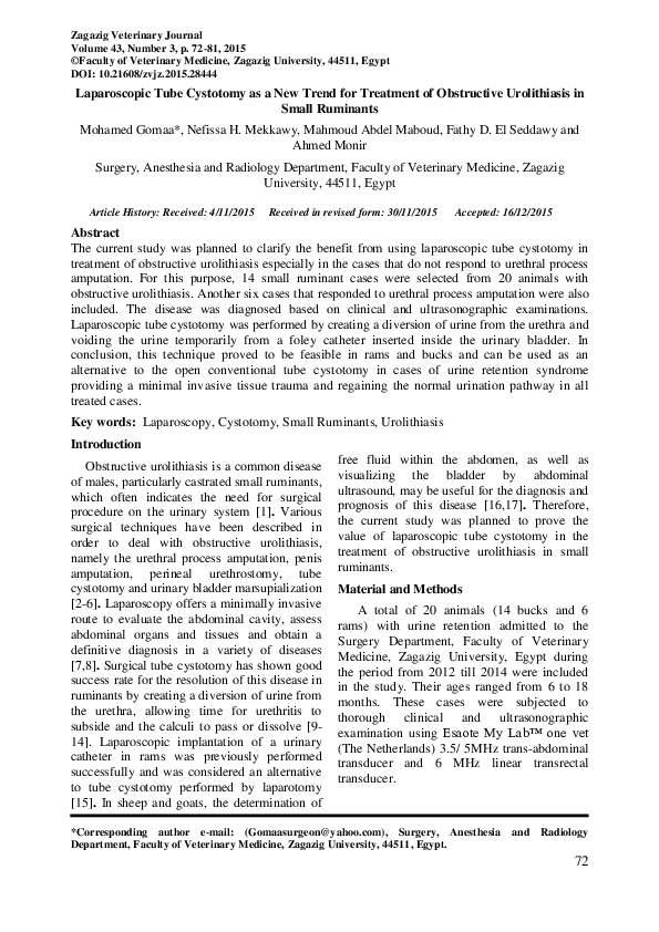 (PDF) Laparoscopic Tube Cystotomy as a New Trend for Treatment of ...