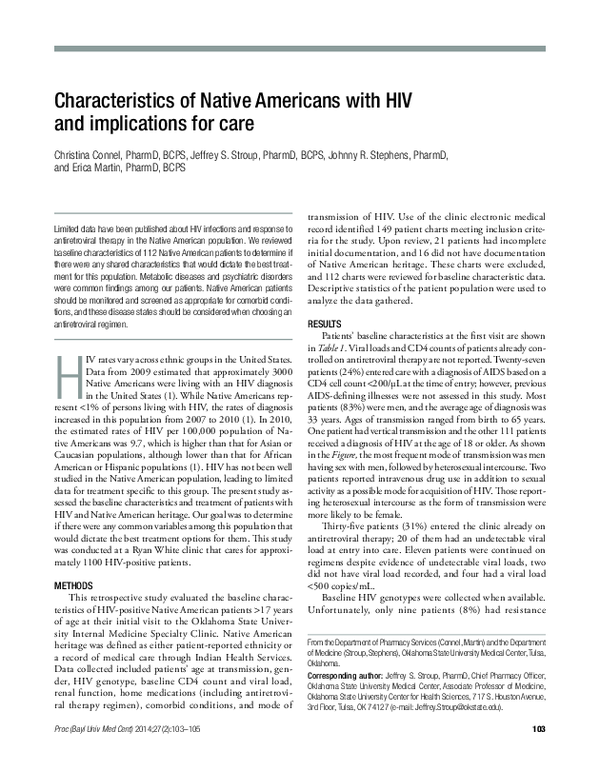 (PDF) Characteristics of Native Americans with Hiv and Implications for ...