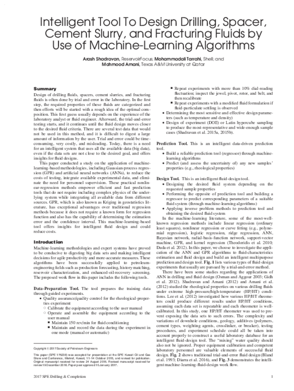 (PDF) Intelligent Tool To Design Drilling, Spacer, Cement Slurry, and Fracturing Fluids by Use ...
