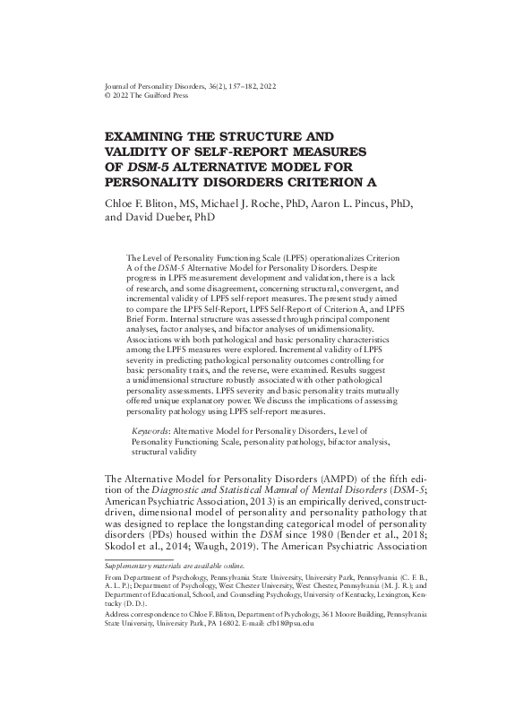 (PDF) Examining the Structure and Validity of Self-Report Measures of ...