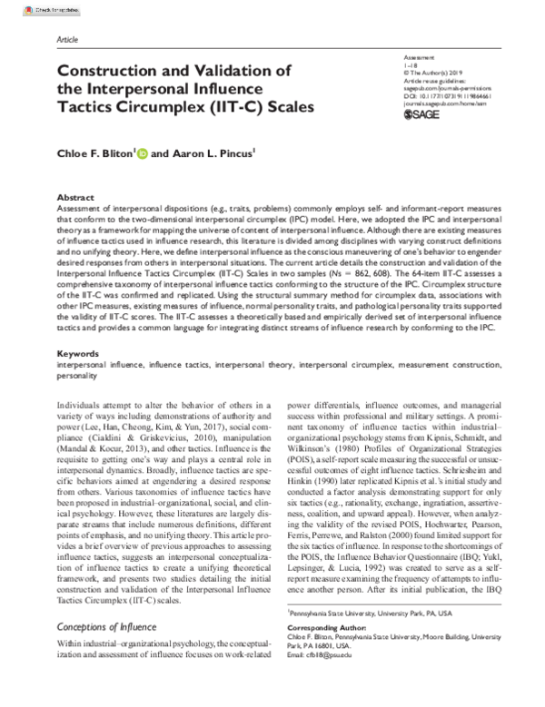 (PDF) Construction and Validation of the Interpersonal Influence ...