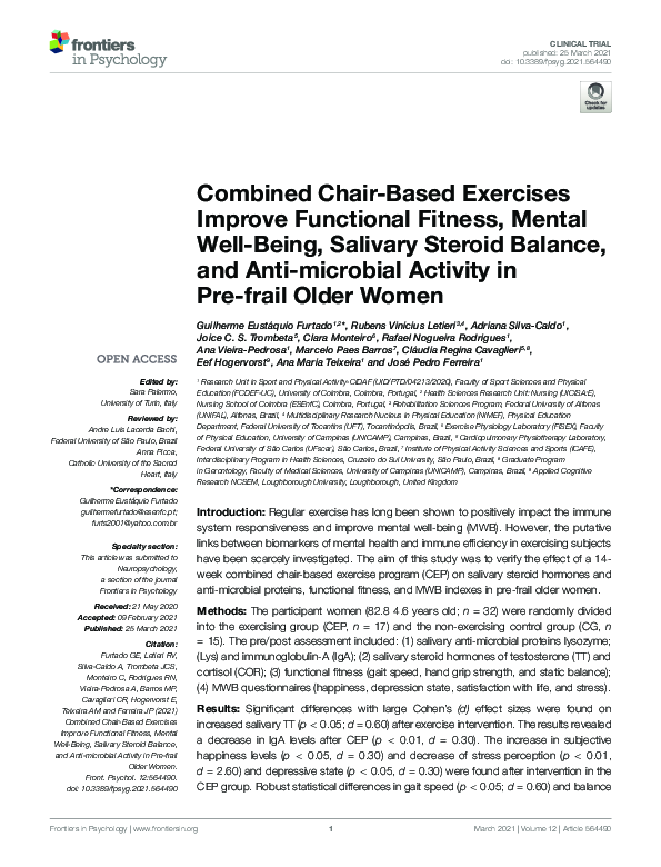 (PDF) Combined Chair-Based Exercises Improve Functional Fitness, Mental ...