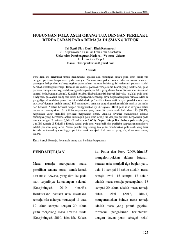(PDF) Hubungan Pola Asuh Orang Tua Dengan Perilaku Berpacaran Pada Remaja DI Sman 6 Depok