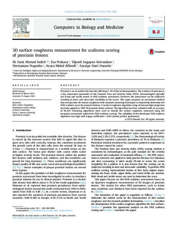 (PDF) 3D surface roughness measurement for scaliness scoring of ...