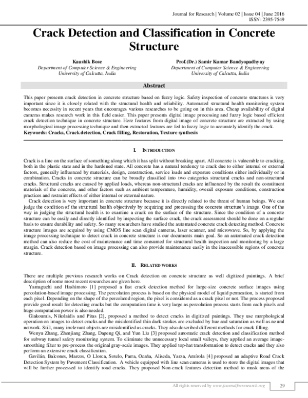 Pdf Crack Detection And Classification In Concrete Structure