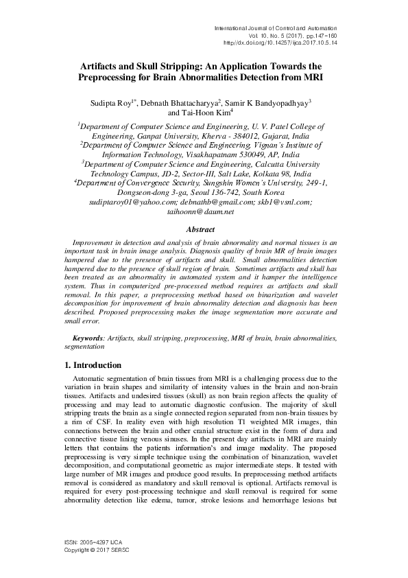 (PDF) Artifacts and Skull Stripping: An Application Towards the Preprocessing for Brain ...