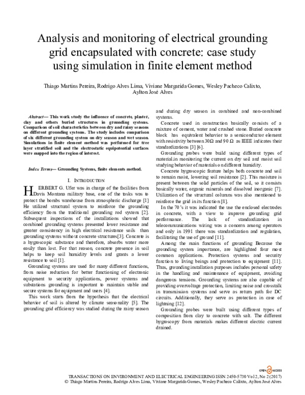 (PDF) Analysis and monitoring of electrical grounding grid encapsulated ...