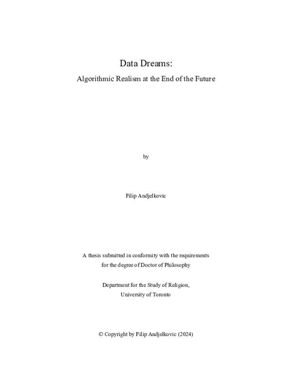 (PDF) Data Dreams: Algorithmic Realism at the End of the Future