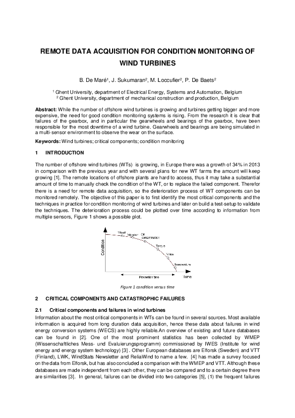 Pdf Remote Data Acquisition For Condition Monitoring Of Wind Turbines