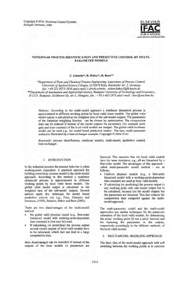 (PDF) Nonlinear process identification and predictive control by ...