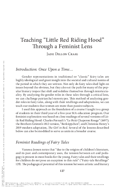 (PDF) Teaching "Little Red Riding Hood" Through a Feminist Lens